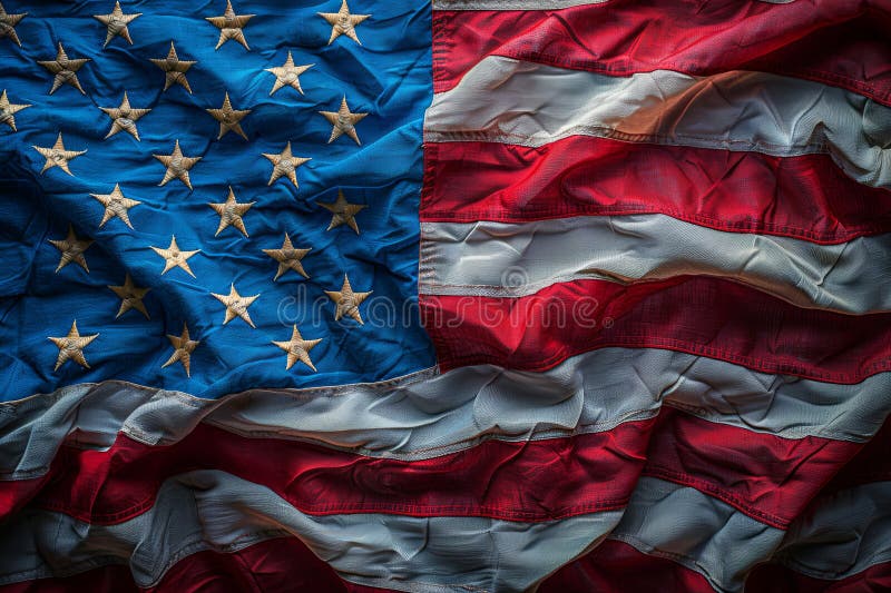 American Flag with Stars and Stripes is Shown in a Close Up Stock ...