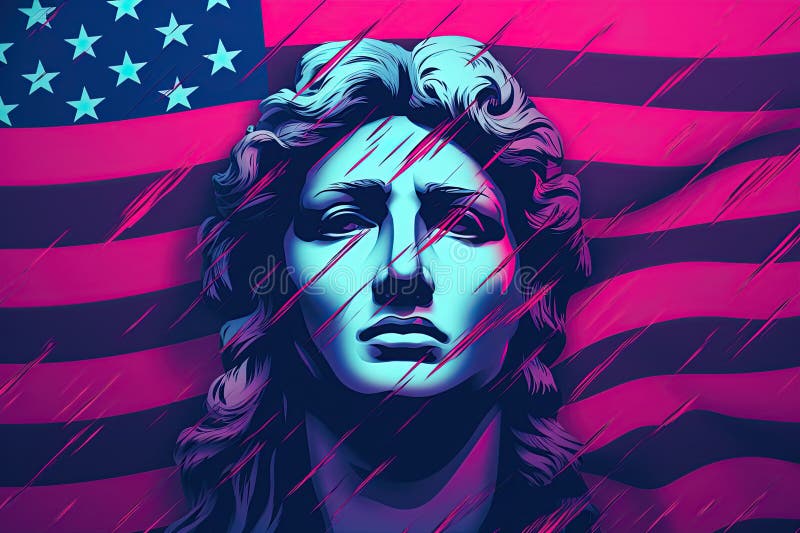 American Flag with Statue of Liberty. Generative Ai Stock Illustration ...