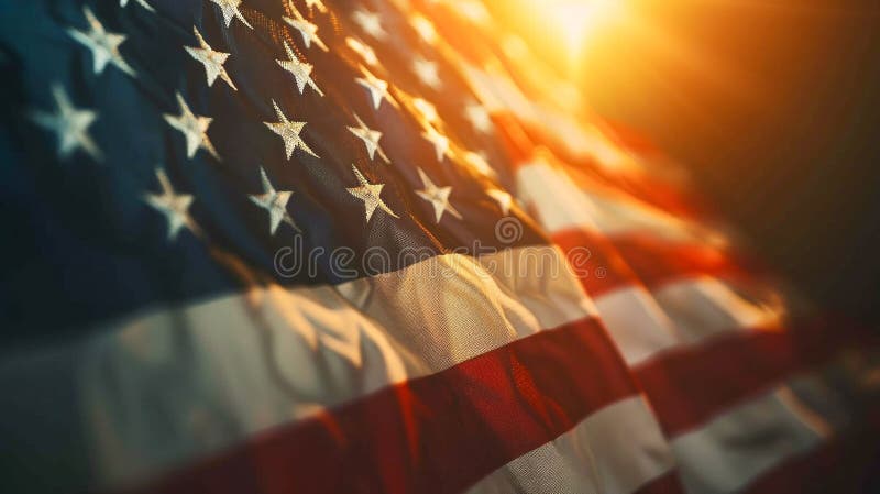American Flag in the Sunshine with a Dynamic Wave. Generative Ai Stock ...
