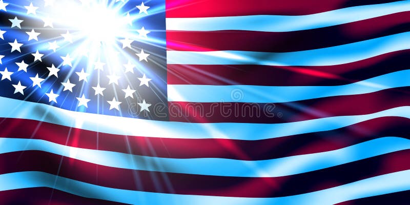 American Flag with Sunshine. Stock Vector - Illustration of white ...