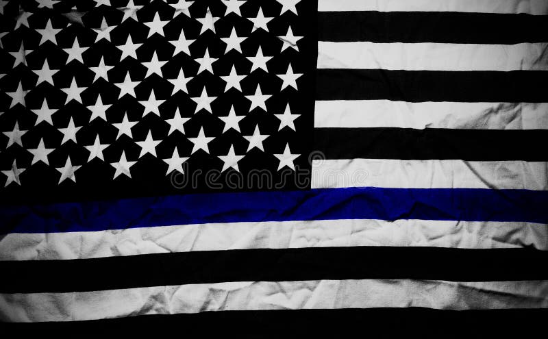 An American Flag Symbolic of Support for Law Enforcement Stock Photo ...