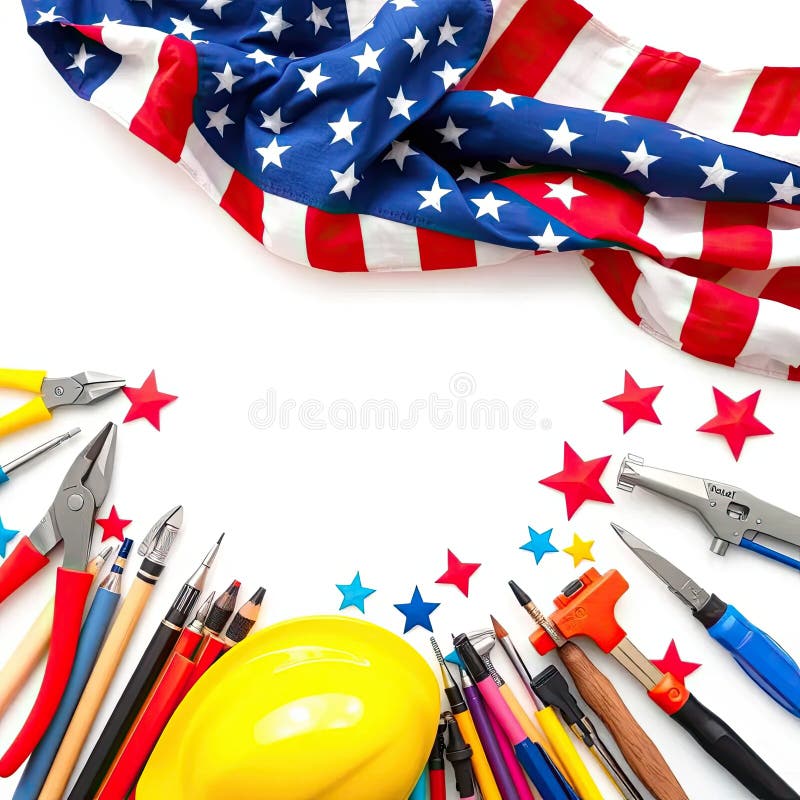 American Flag and Tools. Pride in American Craftsmanship Stock ...