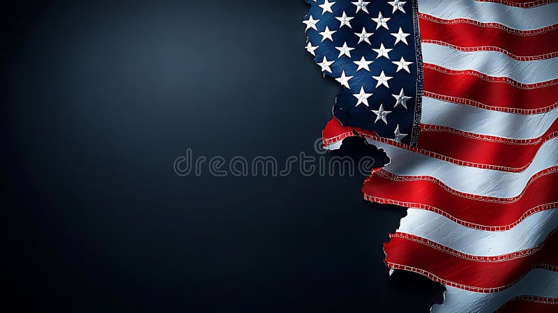 American Flag Torn Edge on Dark Background Stock Image - Image of ...