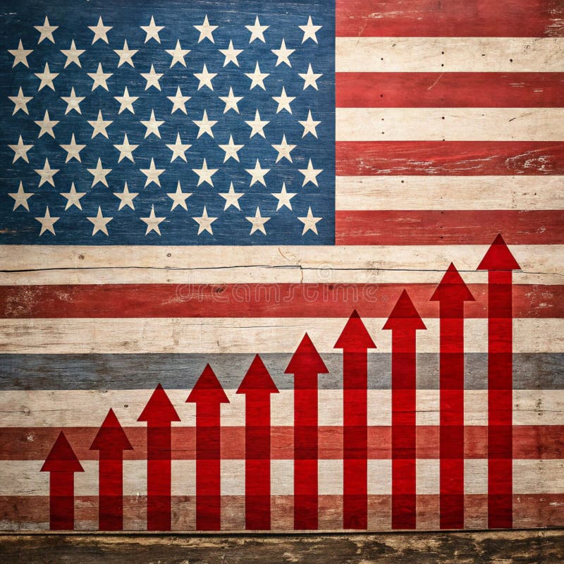 American Flag with Upward Arrows Stock Illustration - Illustration of ...