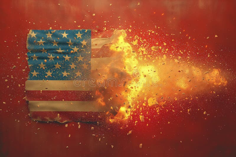 American Flag USA Star and Stripes Exploding Generative AI Stock ...