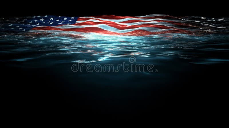 American Flag Water Reflection at Night Stock Illustration ...