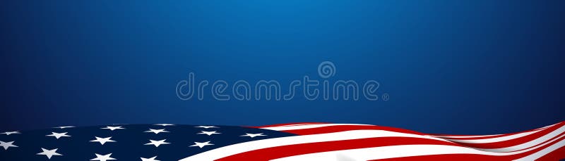 American Flag Waving on Blue Background. Vector Illustration Stock ...