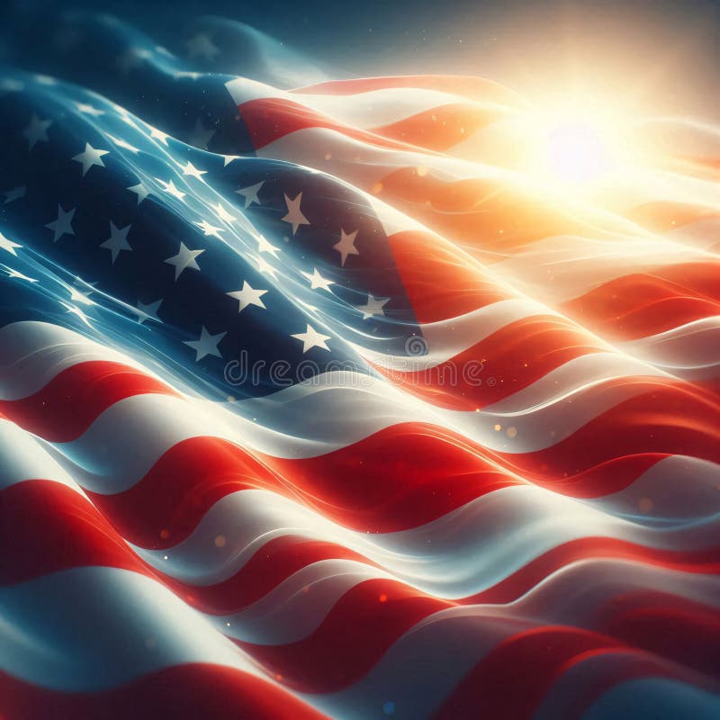 American Flag Waving with a Digital Glow, Symbolizing Advanced ...