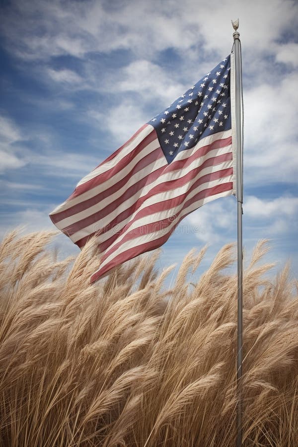 American Flag Waving in a Gentle Breeze Stock Illustration ...