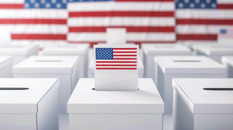 The American Flag on the White Voting Boxes Stock Image - Image of ...