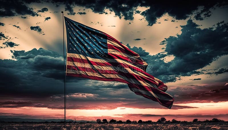 American Flag in the Wind . Stock Illustration - Illustration of flag ...