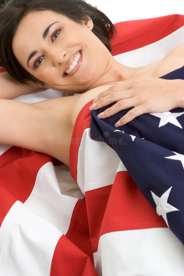 Flag Woman stock photo. Image of brunette, playful, girls - 14248674