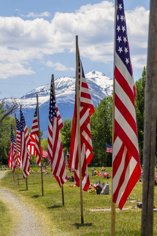 American Flags Along the Road Side Editorial Stock Photo - Image of ...