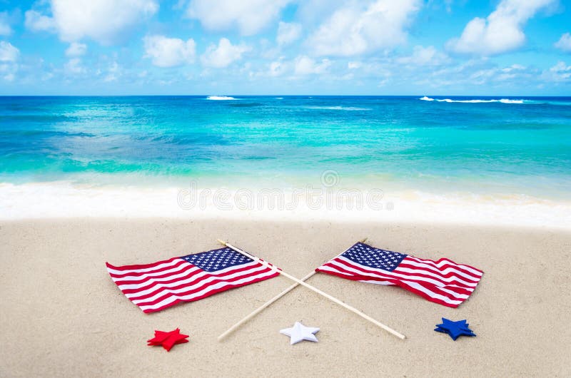 American Flags on the Beach Stock Image - Image of patriotism ...
