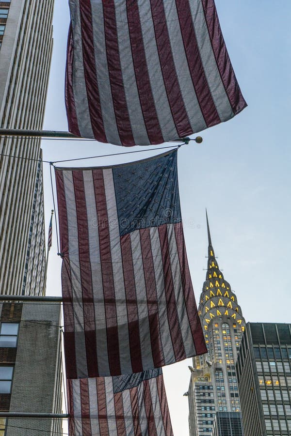 American flags in the city editorial stock image. Image of star - 186820139