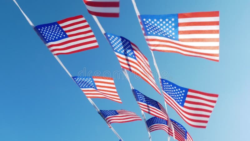 American Flags Flapping in the Sun Stock Footage - Video of small ...