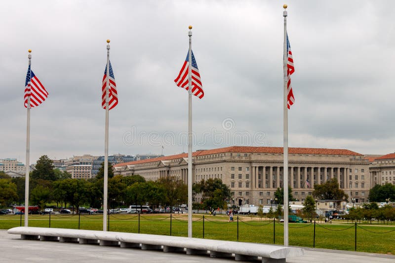 American Flags Herbert C. Hoover Building, Washington DC, USA Editorial ...