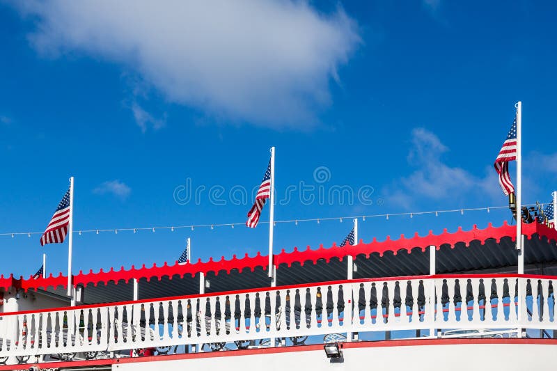 American Flags on River Boat Stock Image - Image of united, waterfront ...