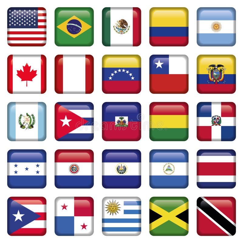 American Flags Squared Icons Stock Vector - Illustration of guatemala ...