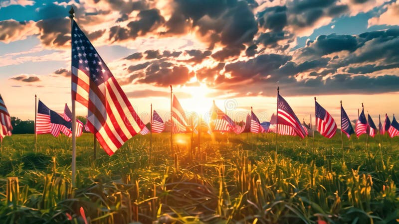 Field of Flags - Memorial stock footage. Video of landscape - 347298276