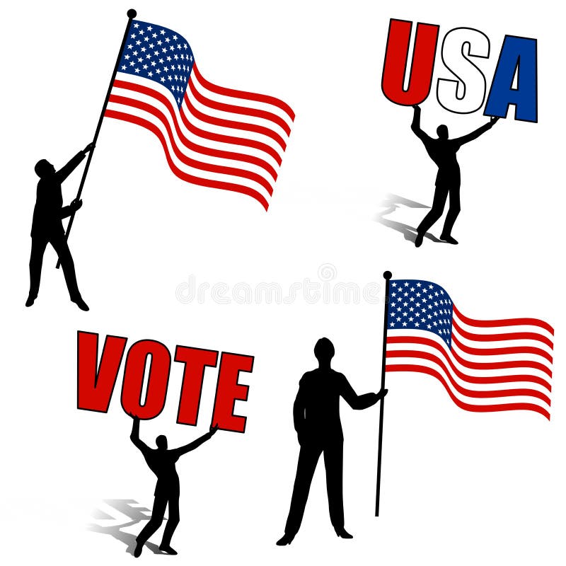 American Flags Vote USA Silhouettes Stock Illustration - Illustration ...