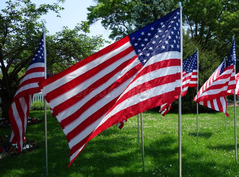 The American Flags in the Wind Stock Image - Image of flagpole ...