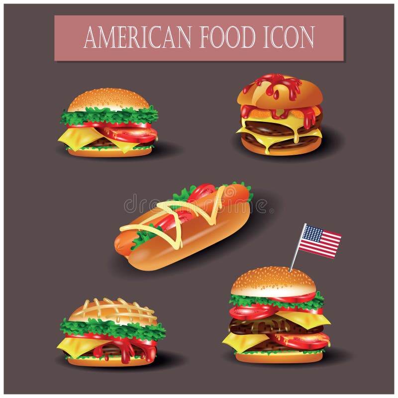 American Food Icons. Vector Illustration Decorative Design Stock Vector ...