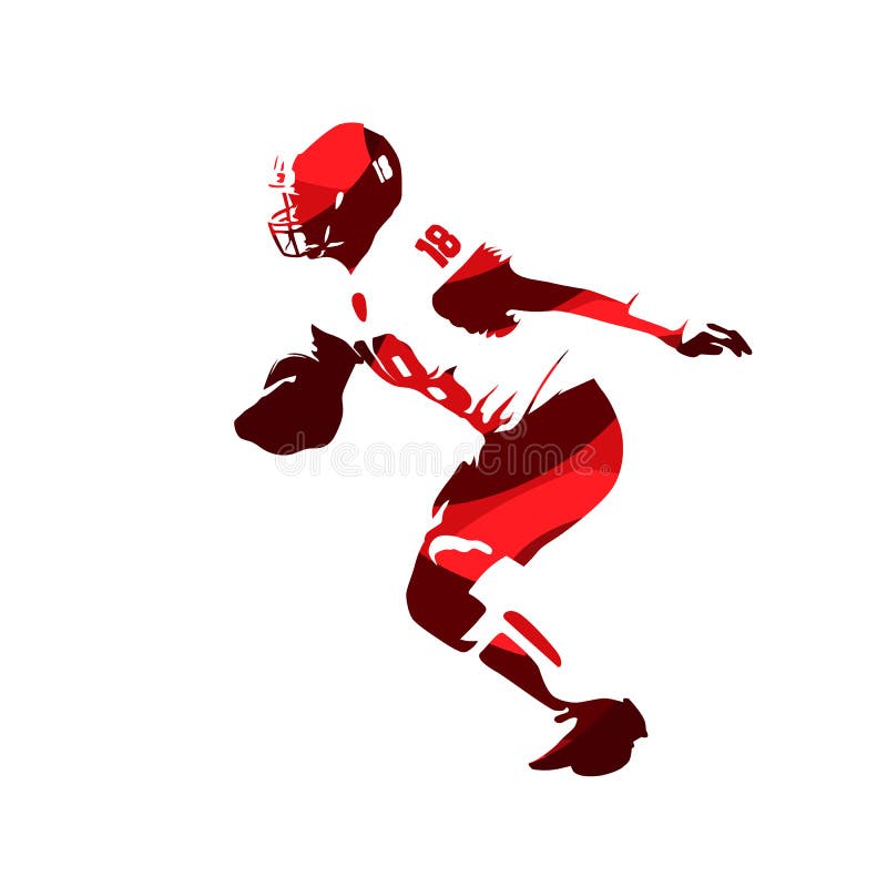 American Footbal Player, Red Vector Silhouette Stock Vector ...