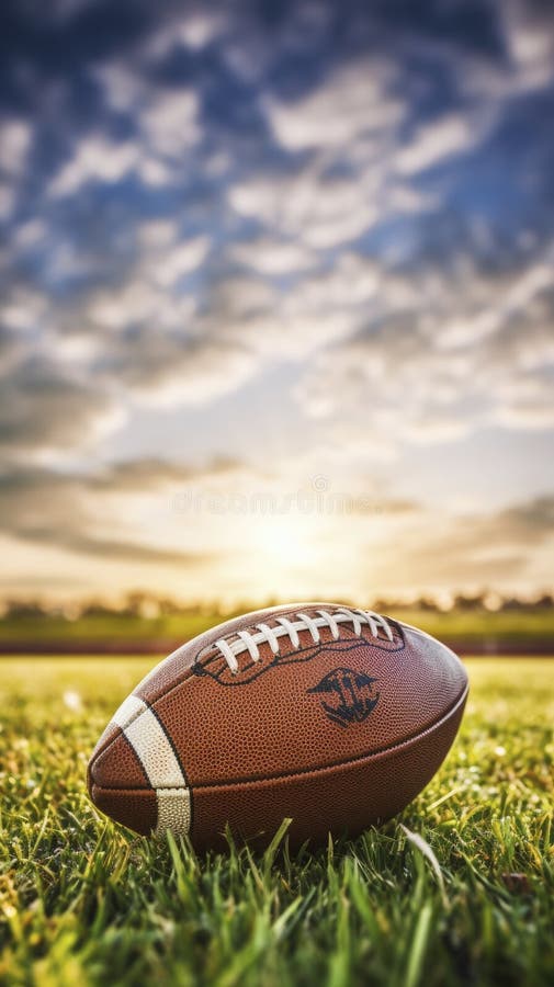 American Football Ball on Field Stock Image - Image of play, team ...