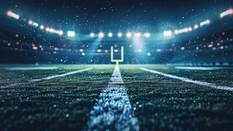 American Football Field Under the Lights AIG535 Stock Photo - Image of ...