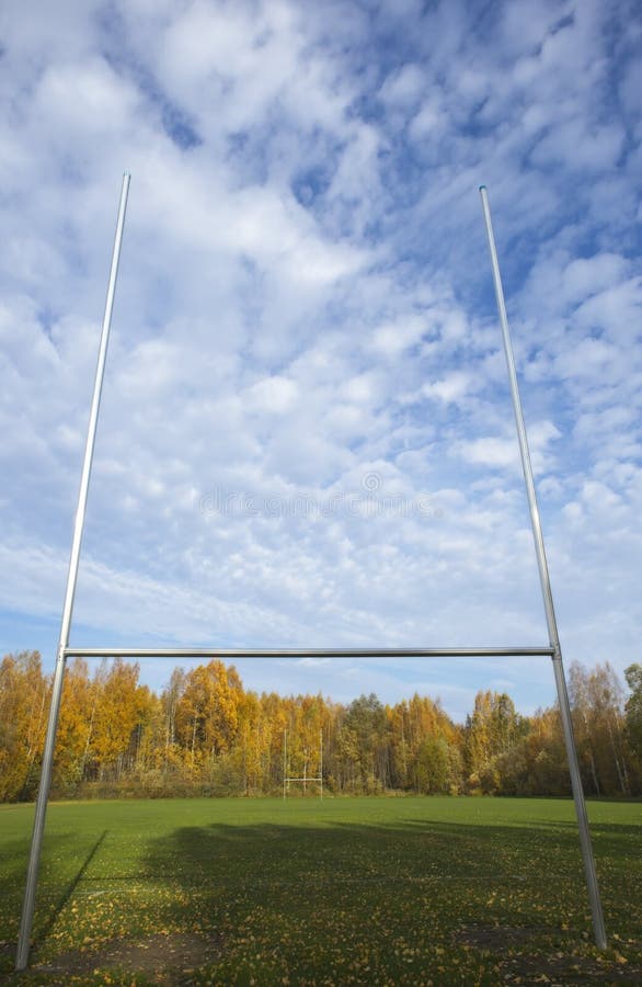 American Football Goal Post on an Empty Field Stock Image - Image of ...