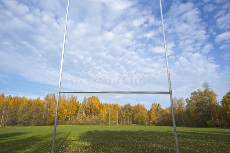 American Football Goal Post on an Empty Field Stock Image - Image of ...