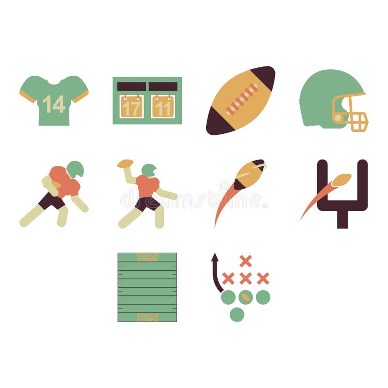 American football icon set stock vector. Illustration of field - 259222268