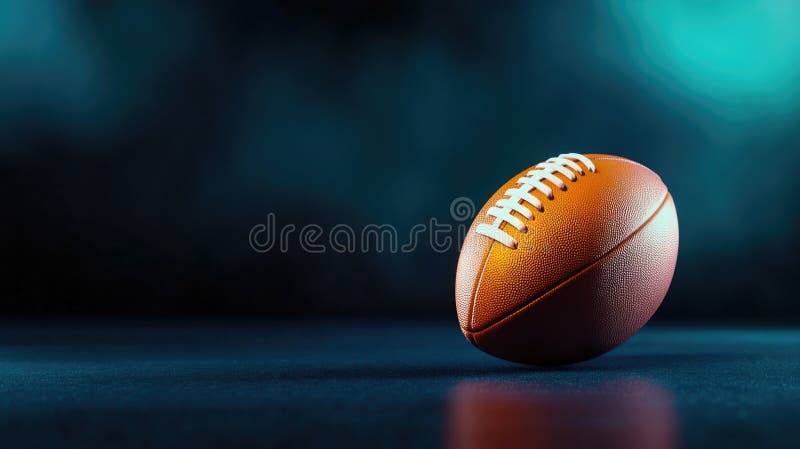 American Football on Illuminated Blue Background with Focused Lighting ...