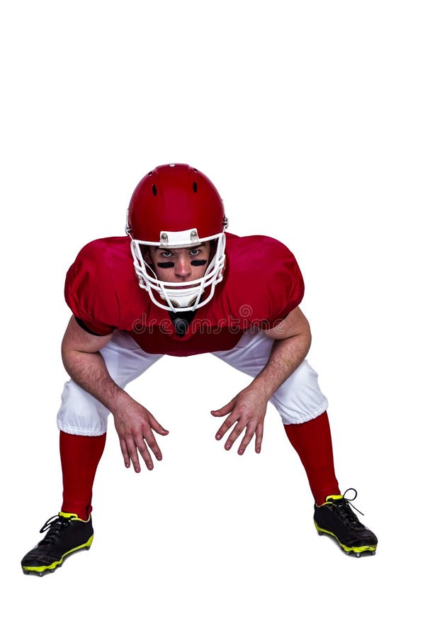 American Football Player in Attack Stance Stock Image - Image of ready ...