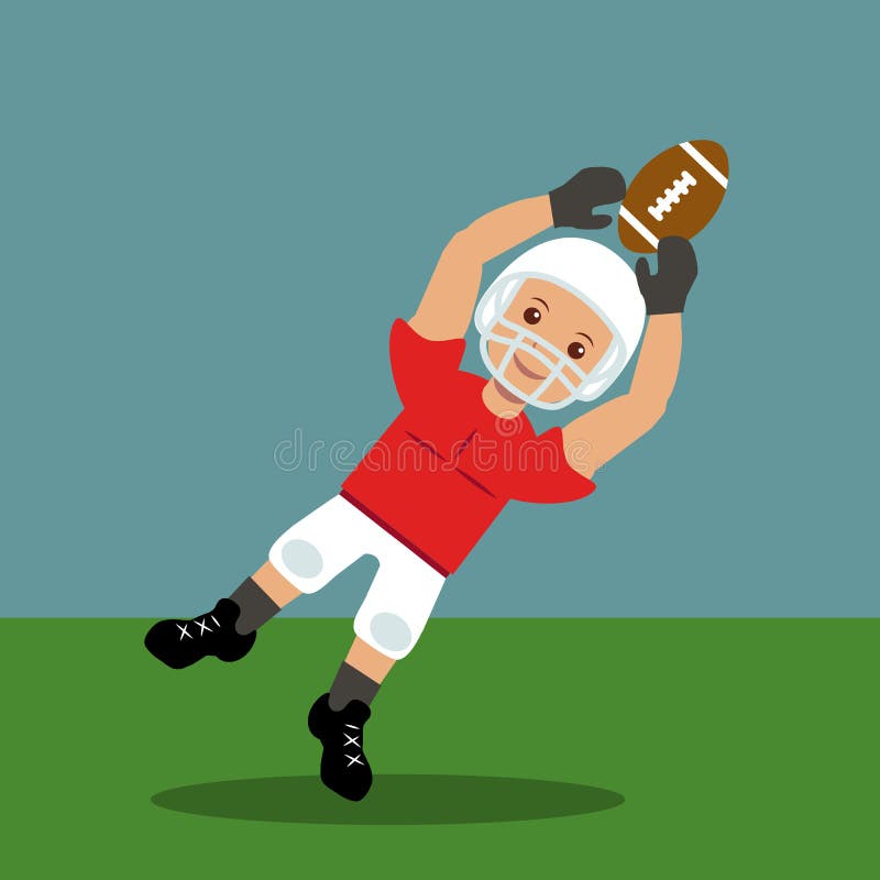 American Football Player Catching a Ball Stock Vector - Illustration of ...