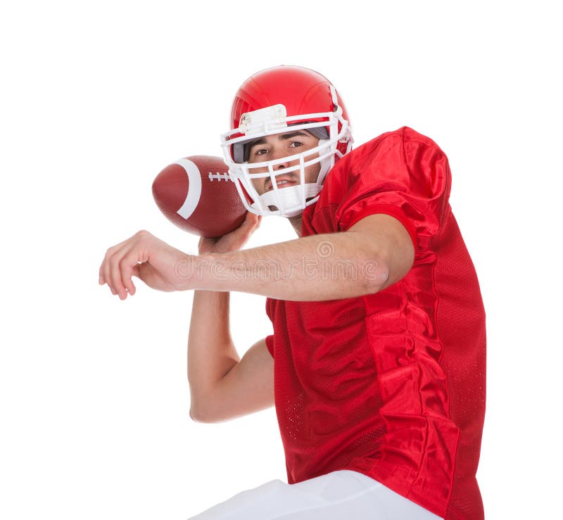 American Football Player Running with Ball Stock Image - Image of male ...