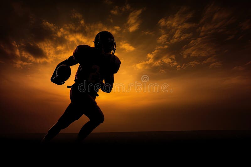 American Football Player Running with Ball. Generative AI Stock ...