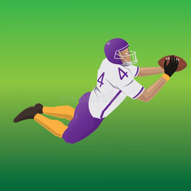 American Football Player Scoring Touchdown. Vector Illustration ...