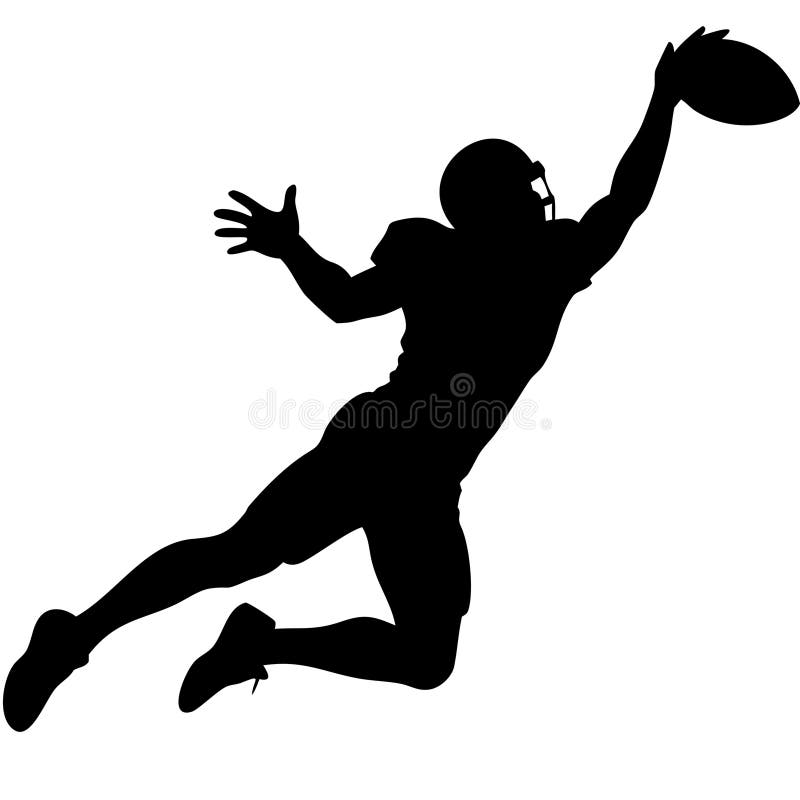 American Football Player Silhouette Leaping Catch Vector Illustration ...