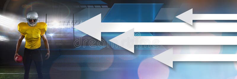 American Football Player with Stadium Transition and Arrows Stock Photo ...