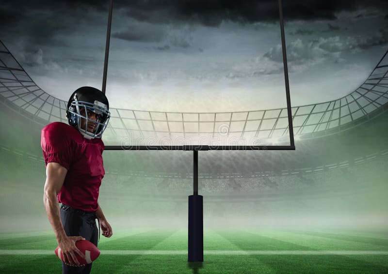 American Football Player Standing in Stadium Stock Image - Image of ...