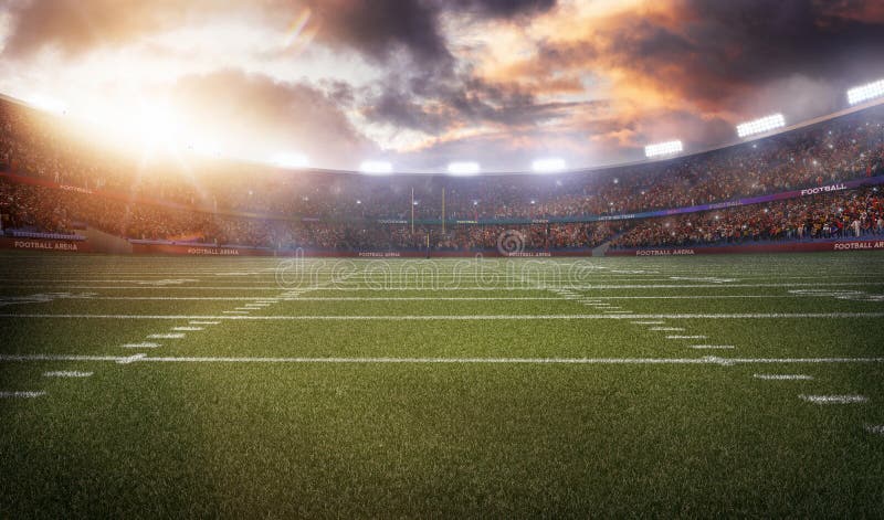 American Football Stadium 3D in Light Rays Render Stock Image - Image ...