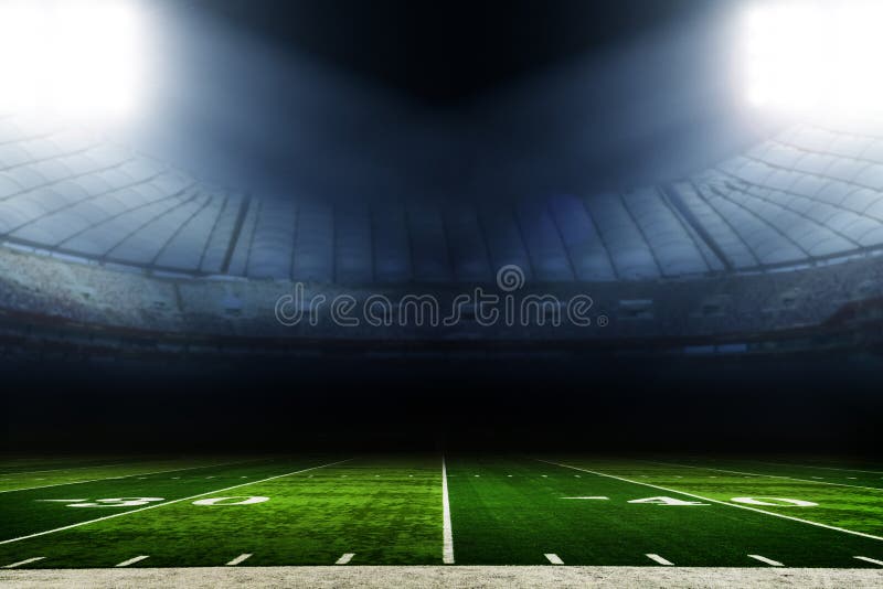 American Football Stadium Low Angle Field View Stock Photo - Image of ...