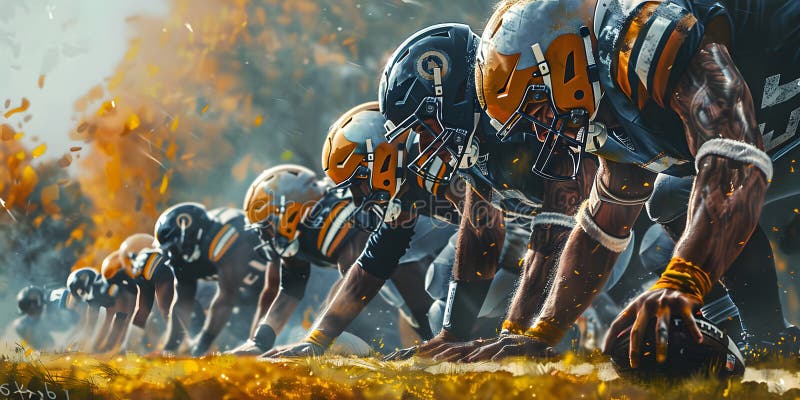 American Football, a Team at the Ready Stock Photo - Image of game ...