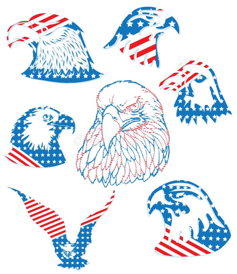 American Freedom Isolated Eagle Flag Bald Logo Object Set Stock Vector ...