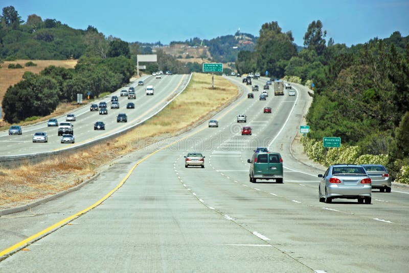 American Freeway with a Cars Stock Image - Image of express, motorway ...