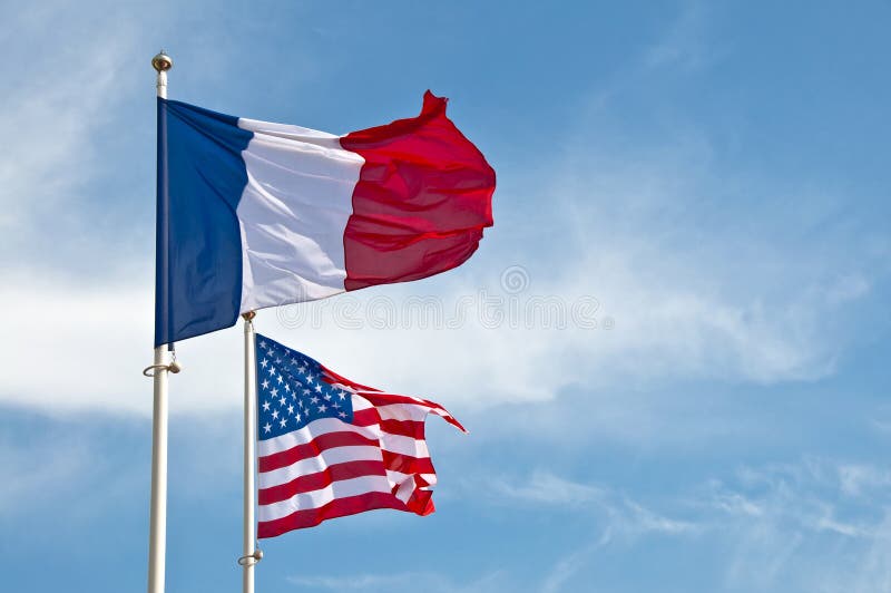American and French flags stock photo. Image of friendship - 52455976