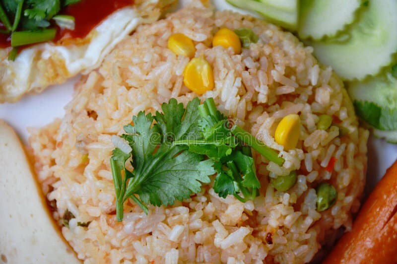 American Fried Rice Thai Applied Food on Dish Stock Image - Image of ...