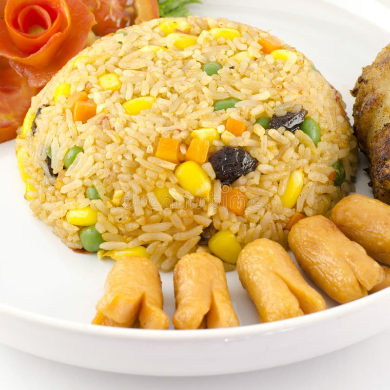 American Fried Rice on White Stock Image - Image of healthy, breakfast ...